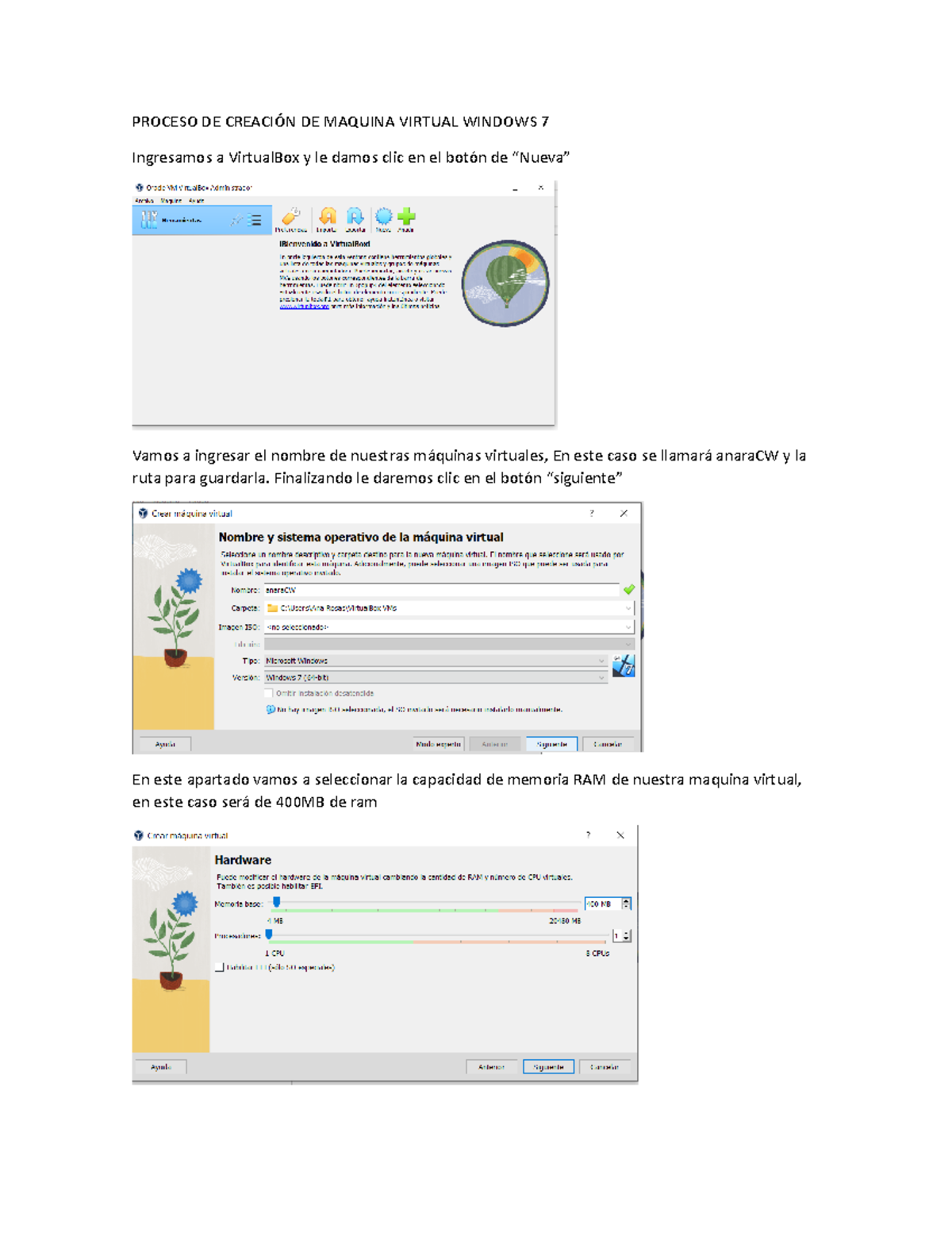 Proceso DE Creación DE Maquina Virtual Windows 7 - PROCESO DE CREACIÓN ...