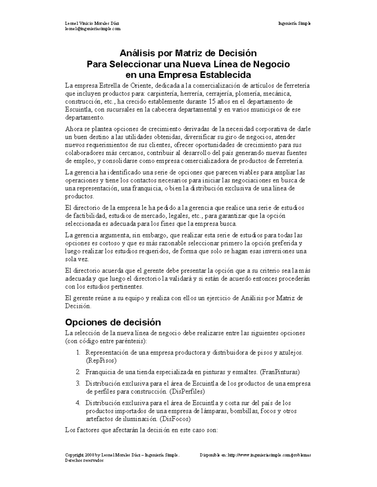 36552 Ejemplo Matriz Decisi - Leonel Vinicio Morales Díaz Ingeniería ...