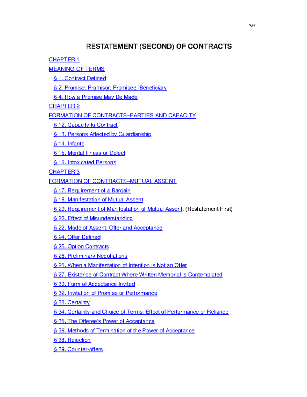 1981 Restatement Second of Contracts 1981 - RESTATEMENT (SECOND) OF ...