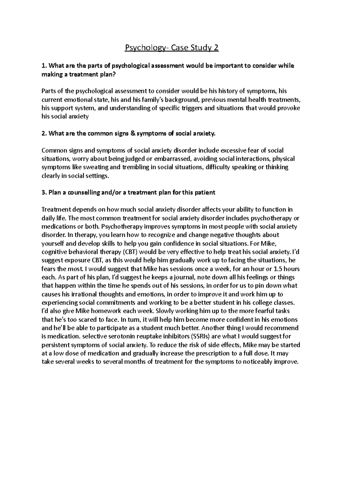 Psychology - Common signs and symptoms of social anxiety disorder ...