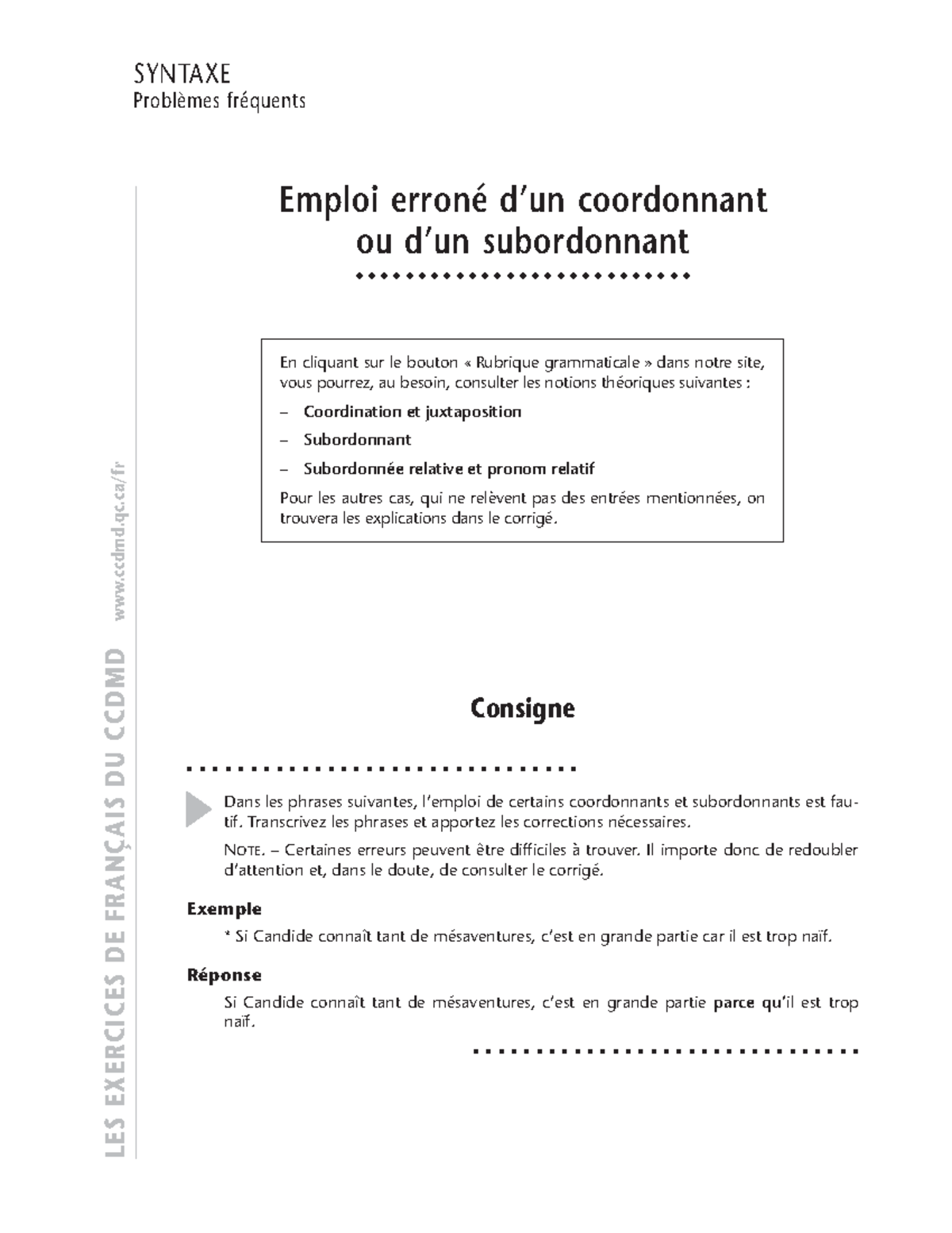 Emploi subordonnant ou coordonnant - OU D’UN SUBORDONNANT 1 LES ...
