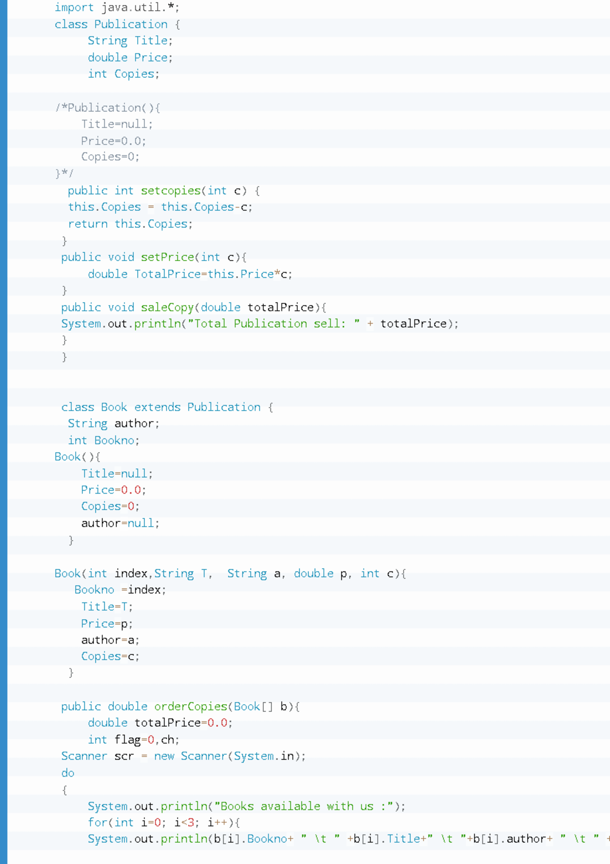 Main Class - exp 3 output - import .*; class Publication { String Title ...