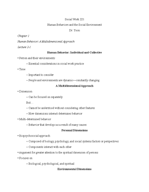 Social Work 221 lecture 3 notes - Social Work 221 Human Behaviors and ...