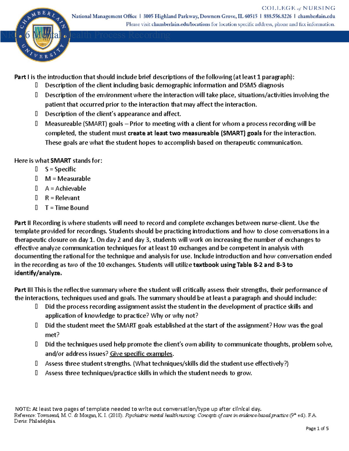 Process Recording Template Final-1 2 - Part I is the introduction that ...