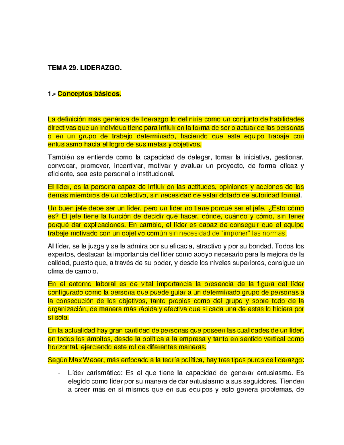 Liderazgo - TEMA 29. LIDERAZGO. 1.- Conceptos básicos. La definición ...