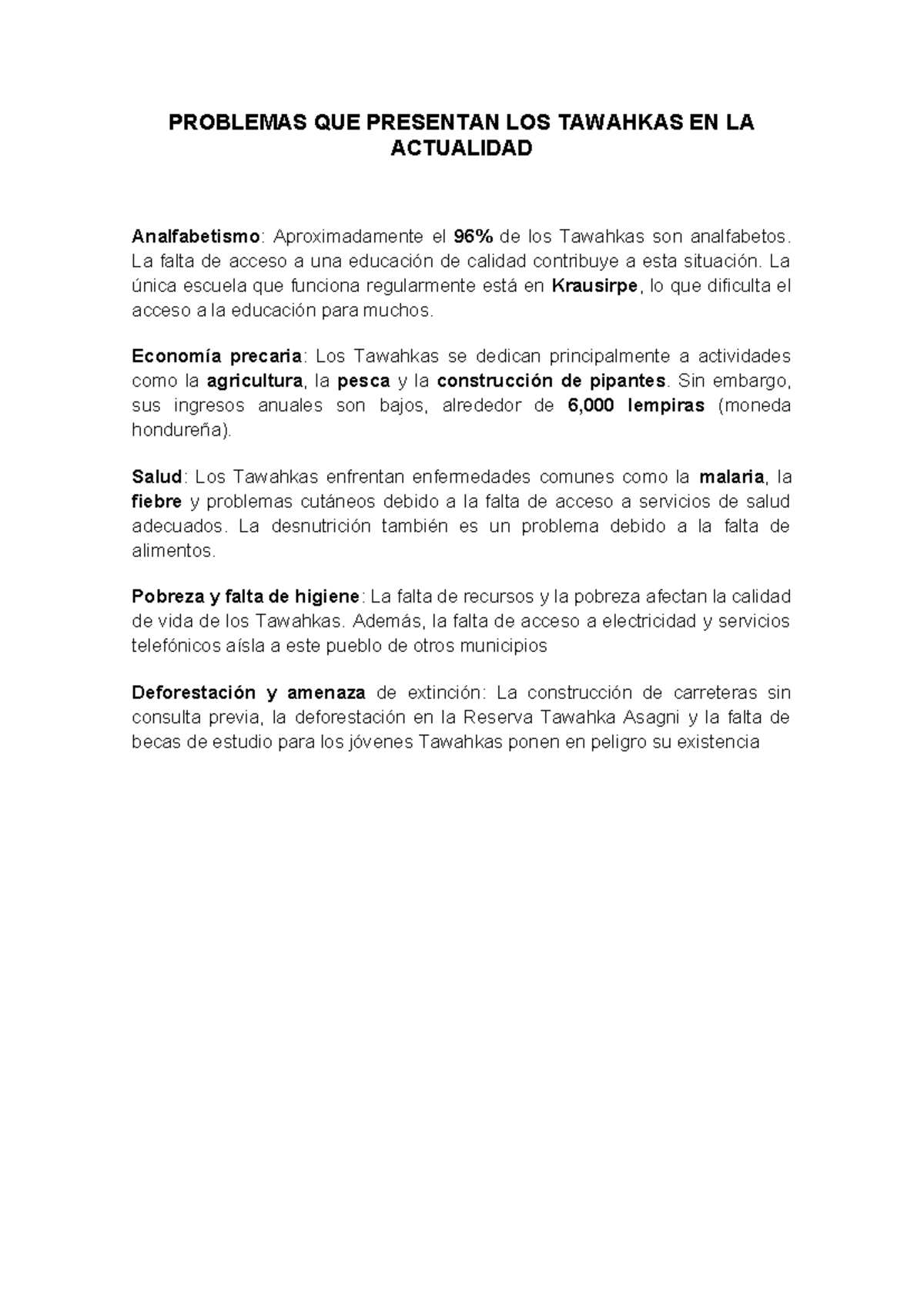 LOS Tawakas EN LA Actualidad - PROBLEMAS QUE PRESENTAN LOS TAWAHKAS EN ...