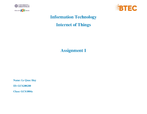 1 43-Assignment 1 Guidance - Assignment 2 Guidance Task 1 – Review and evaluate about IoT ...