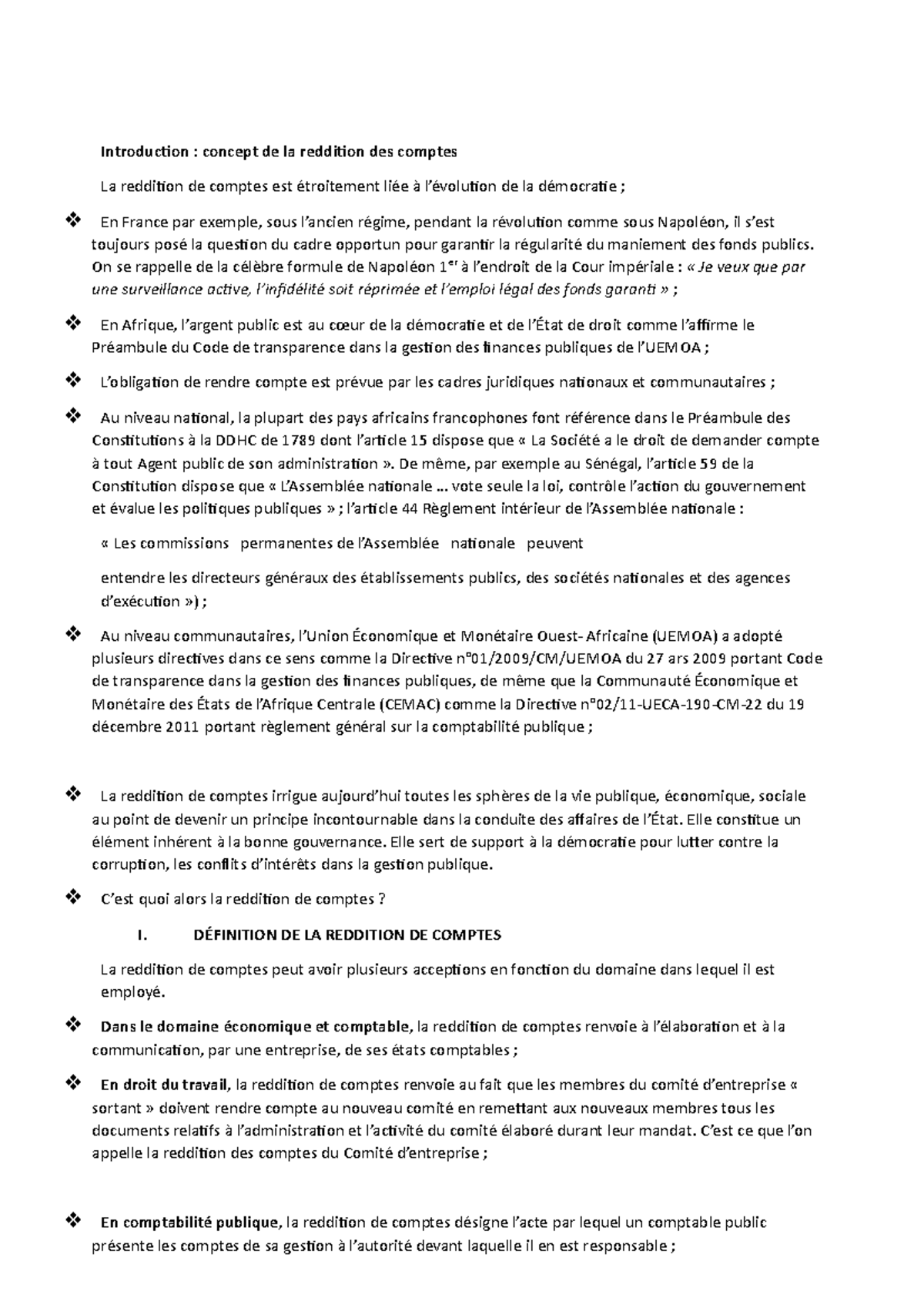 La reddition des comptes - Concept et introduction - Introduction ...