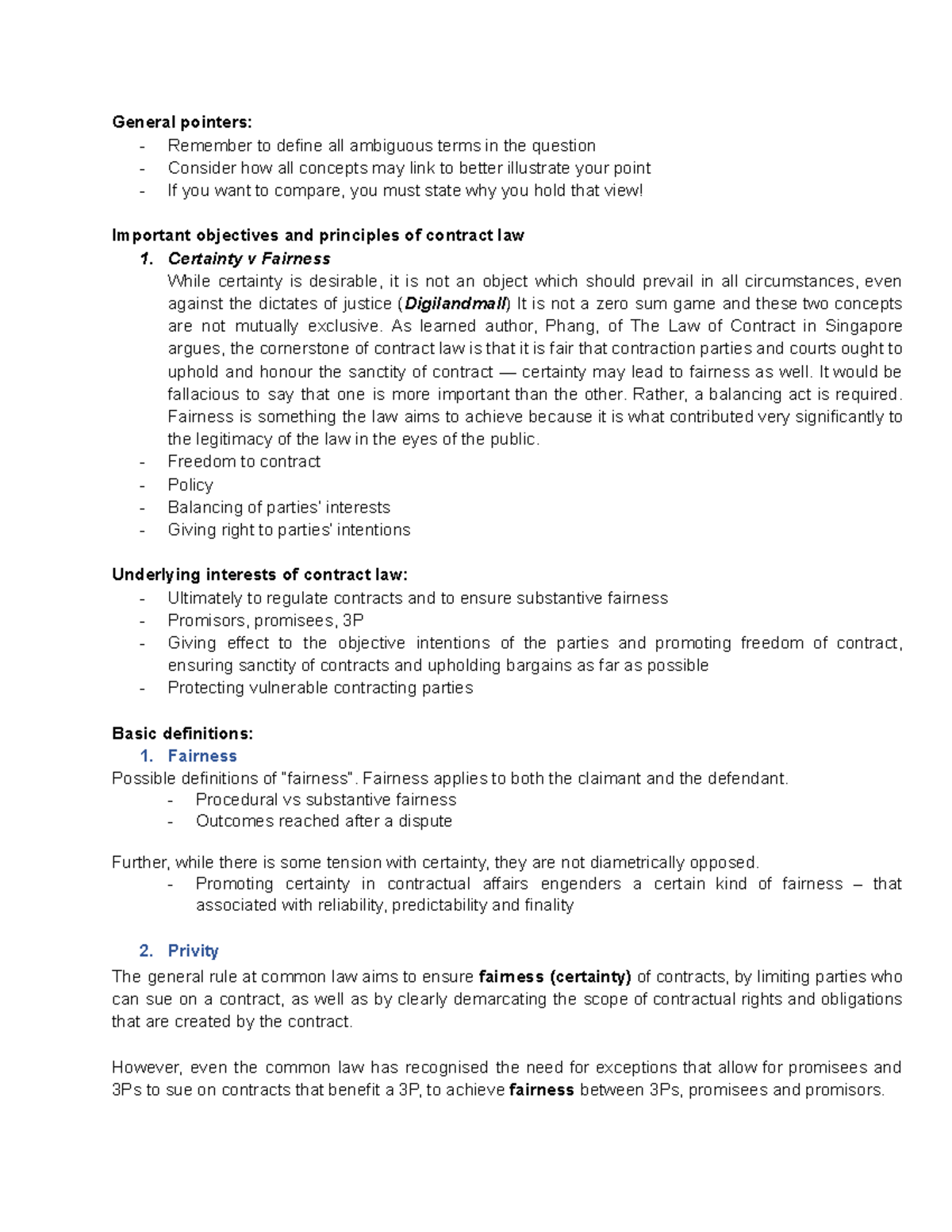 Contract essay compilation - General pointers: - Remember to define all ...