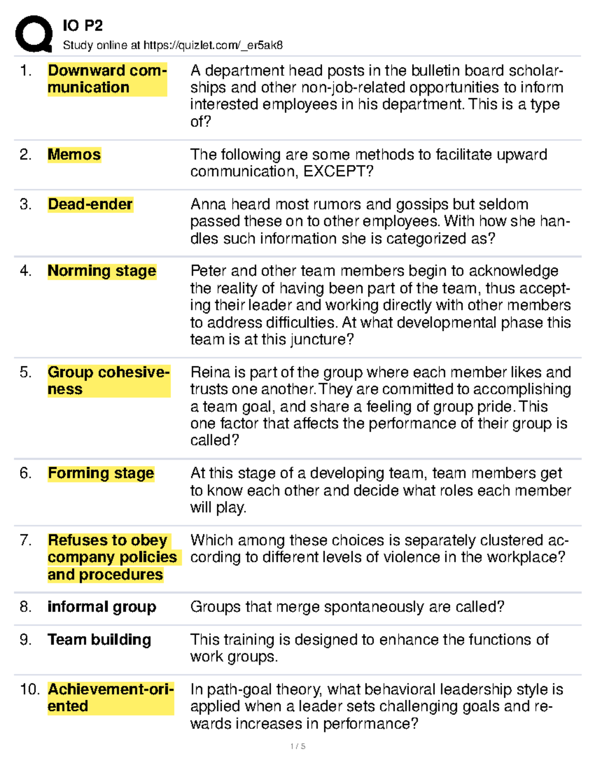 IO P2 - notes! - Study online at quizlet/_er5ak Downward com ...