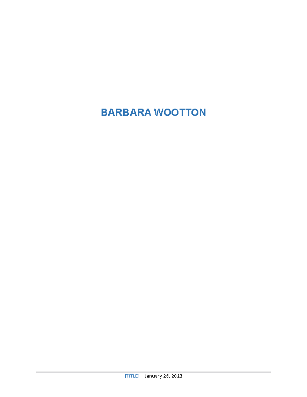 Barbara Wootton - BARBARA WOOTTON BARBARA WOOTTON planning - Studocu