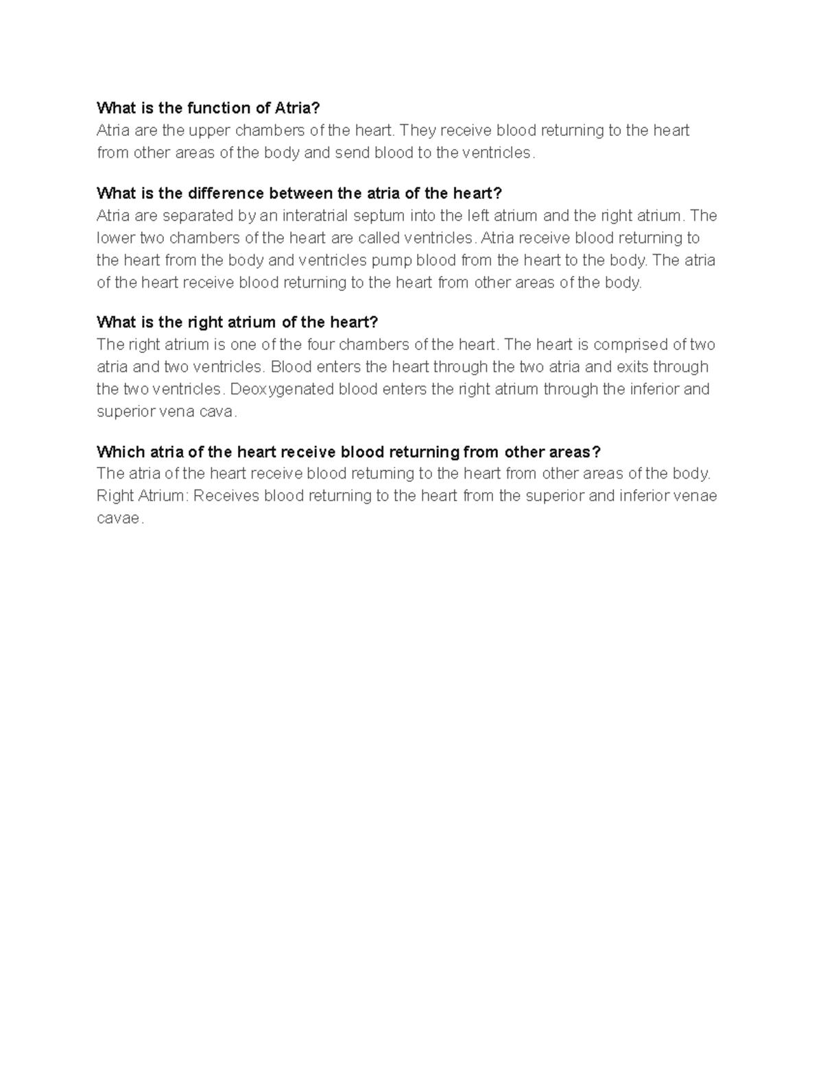 Right Atria - LECTURE NOTES101 - What is the function of Atria? Atria ...