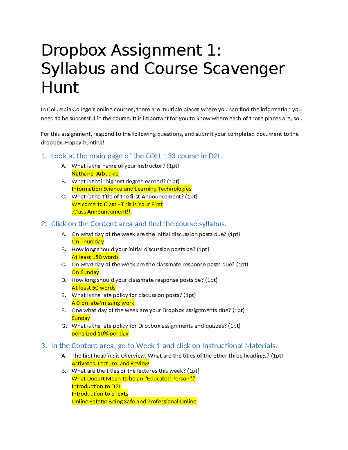 Wk1-syllabus-scavenger-hunt - Dropbox Assignment 1: Syllabus and Course ...