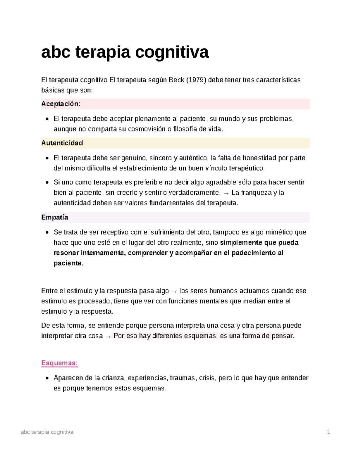 abc practica profesional ii - abc terapia cognitiva 1 abc terapia cognitiva El terapeuta ...