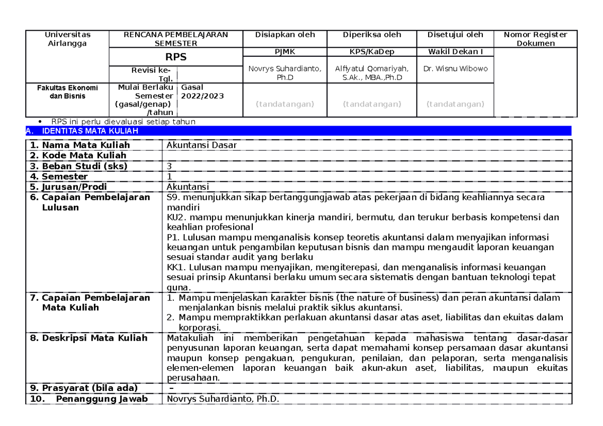 Borang RPS Akdas 2023 - okhahsjsbdbdjdn - Airlangga SEMESTER Dokumen ...