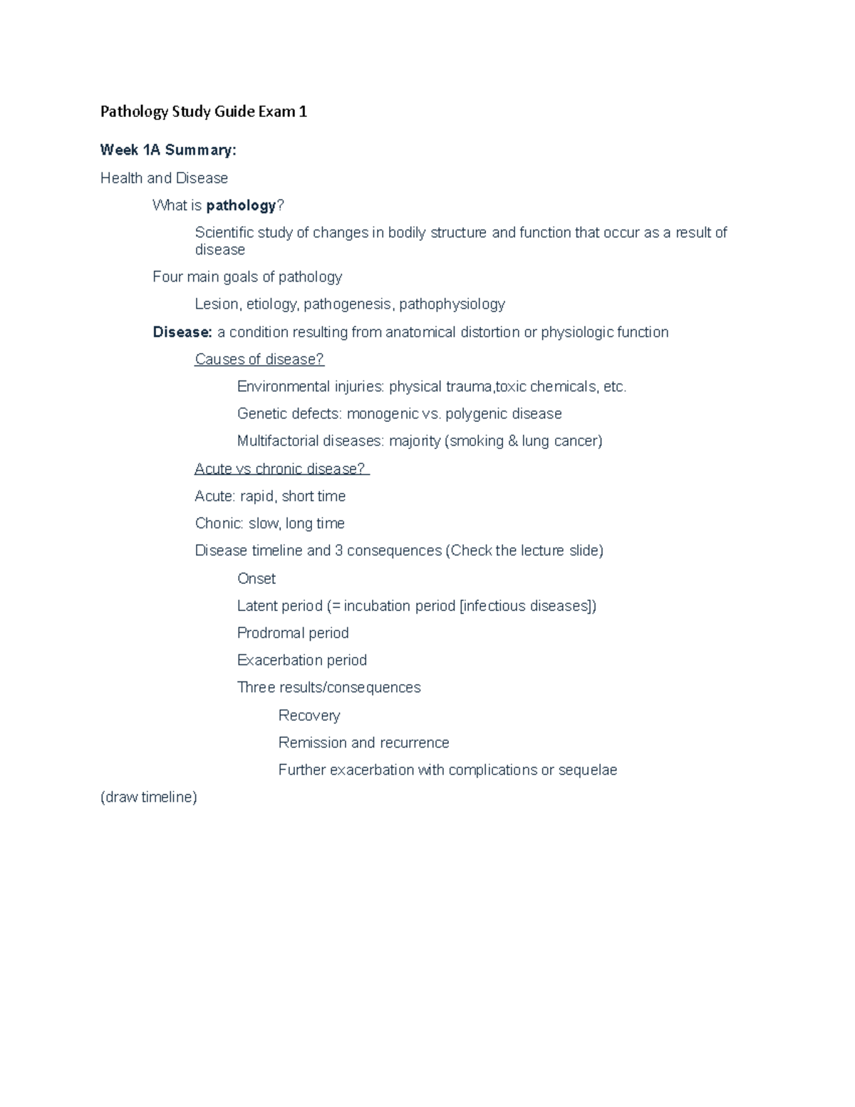 Pathology Study Guide Exam 1 - Genetic defects: monogenic vs. polygenic ...