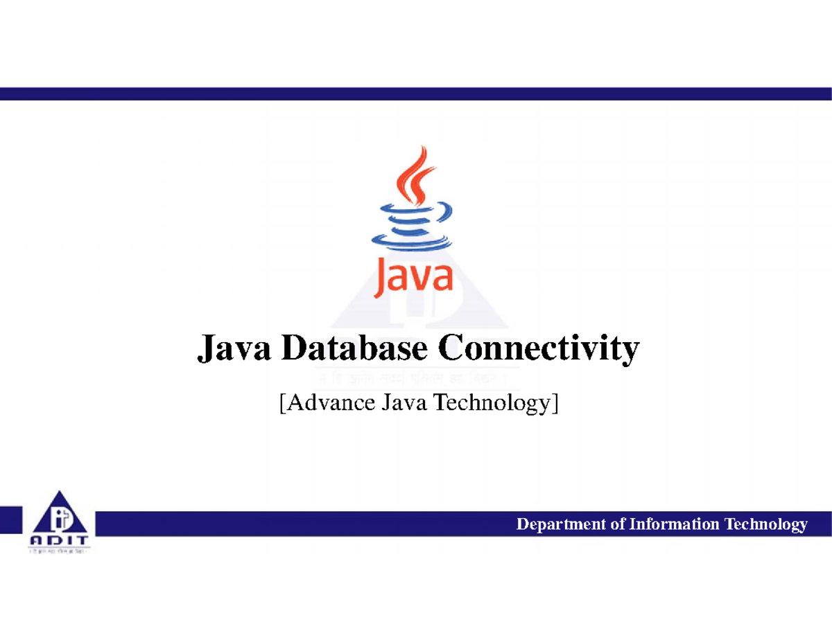 JDBC - Lecture notes 1 - Warning: TT: undefined function: 32 Java ...