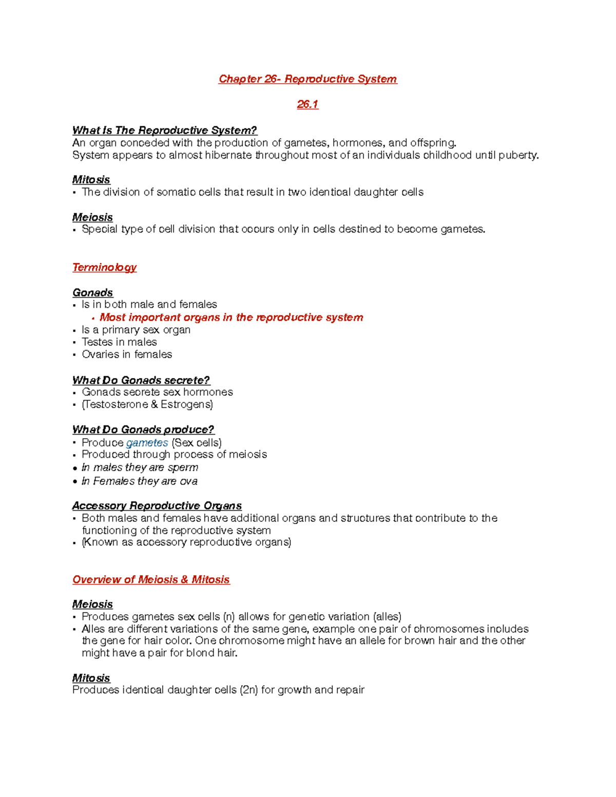 Reproductive System - Anatomy review notes, from textbook, prof's words ...