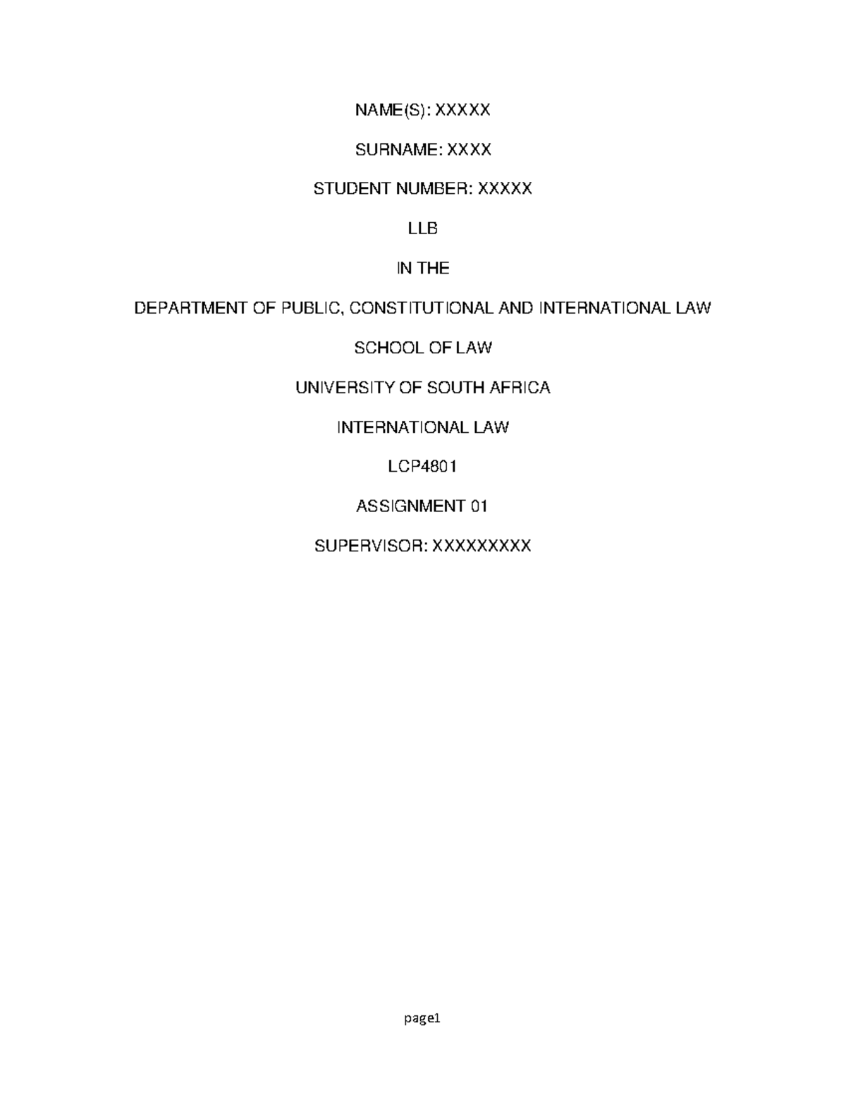 Lpc4801 assignment 1 Semester 1 2023 - NAME(S): XXXXX SURNAME: XXXX ...