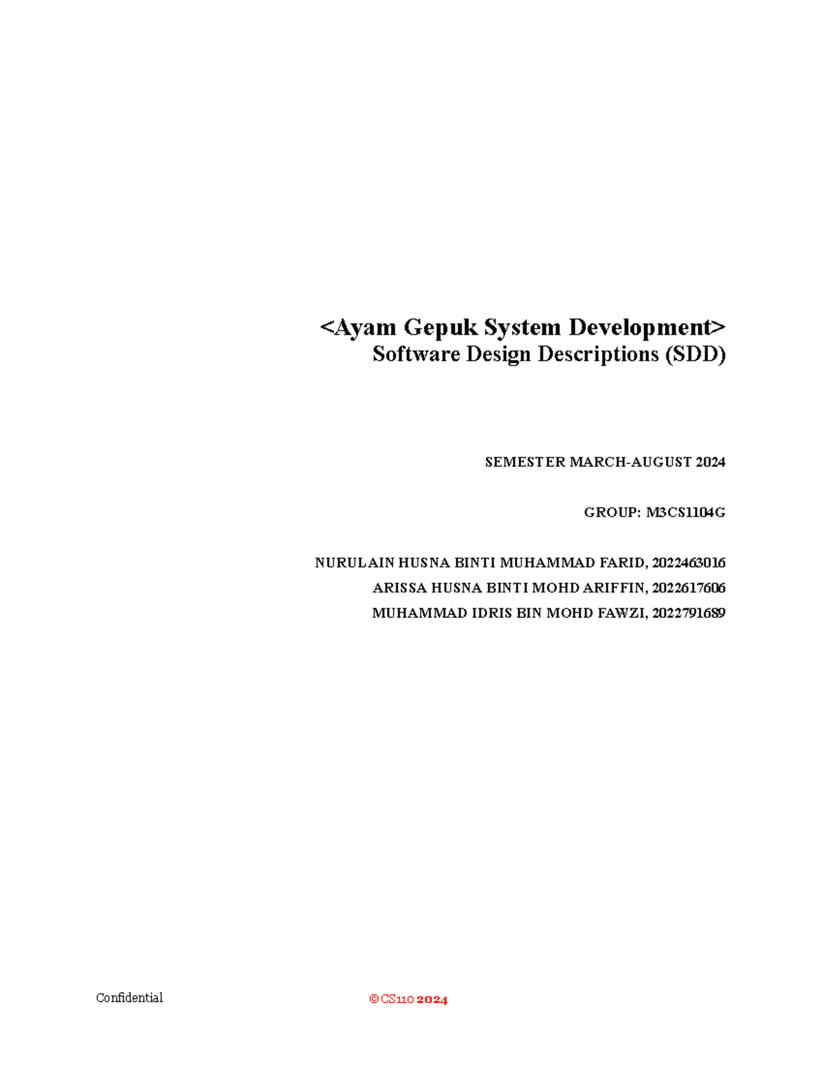 ISP250 SDD March 2024 - Software Design Descriptions (SDD) - Studocu