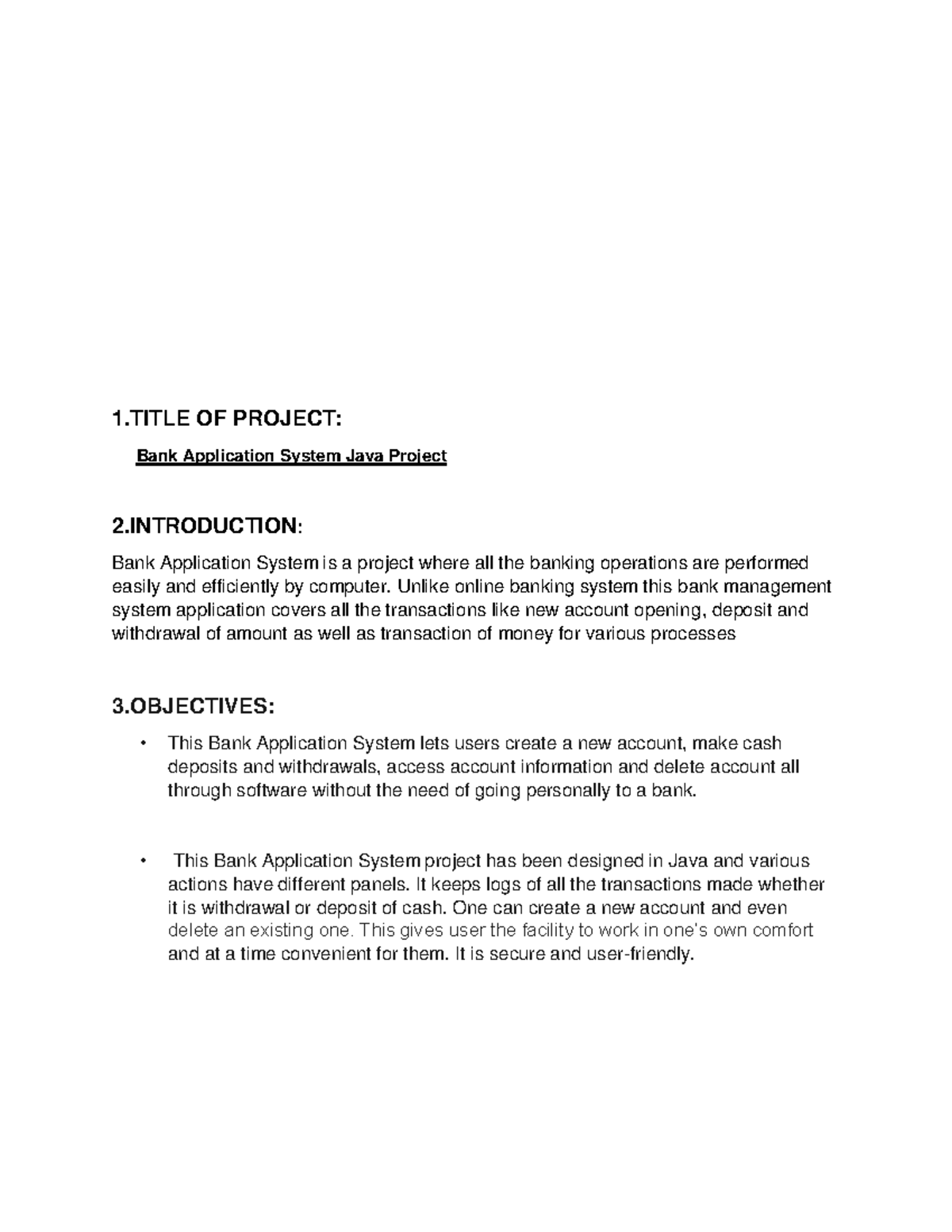 Bank application Synopsis 2 - 1 OF PROJECT: Bank Application System ...