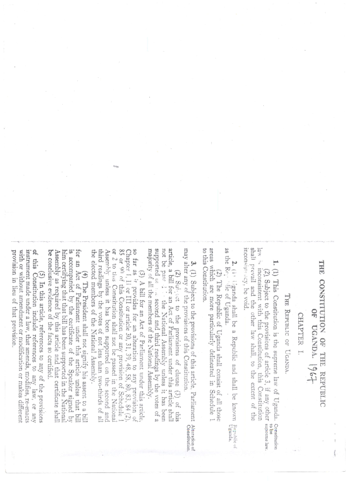 Constitution of the republic of uganda 1967 - diploma in law - Studocu