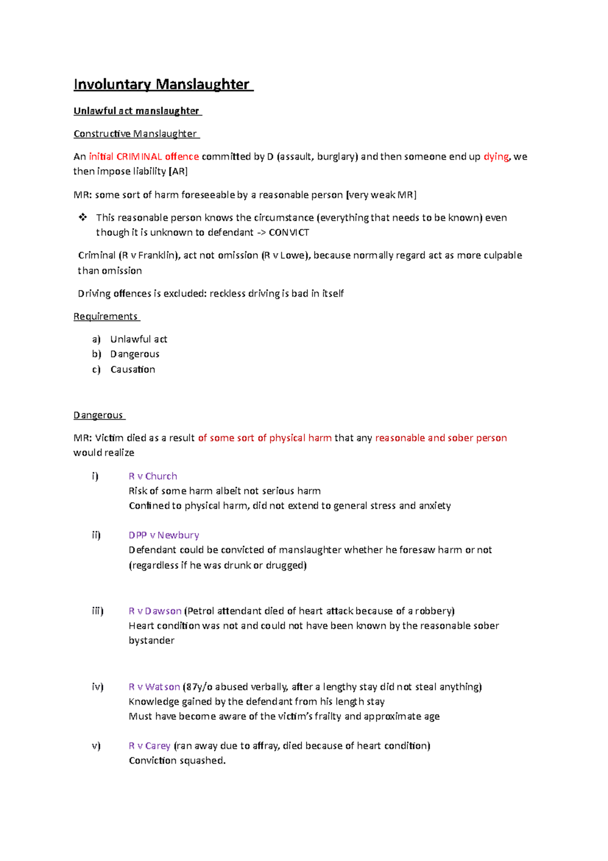 Tutorial - Involuntary Manslaughter - Involuntary Manslaughter Unlawful ...