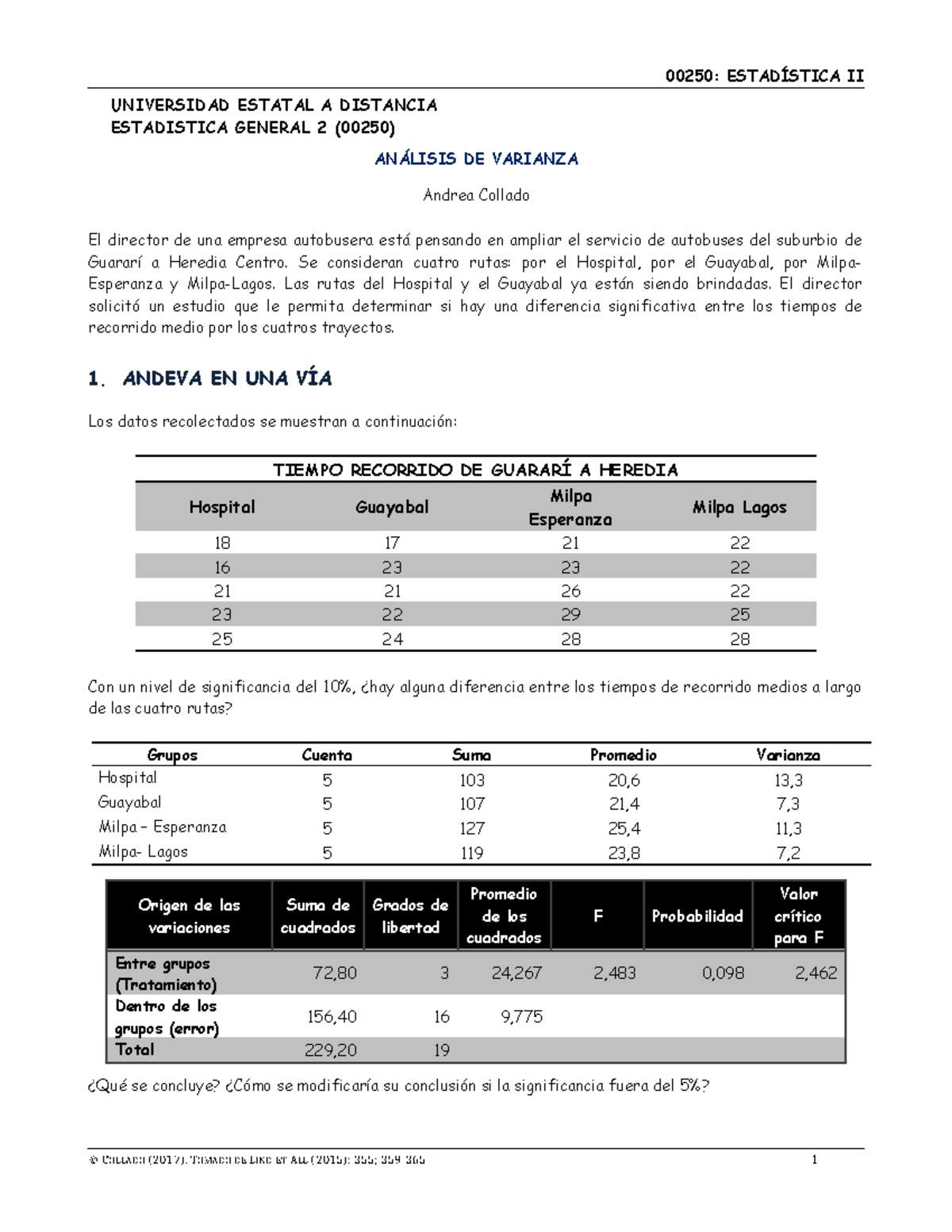 00 250 Andeva - pra - 00250: ESTADÍSTICA II Andrea Collado El director ...