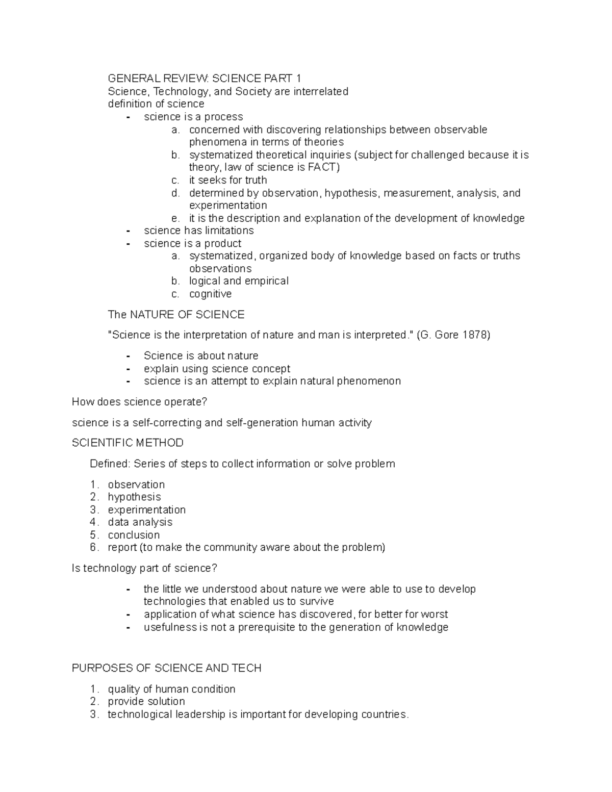 General Review - GENERAL REVIEW: SCIENCE PART 1 Science, Technology ...