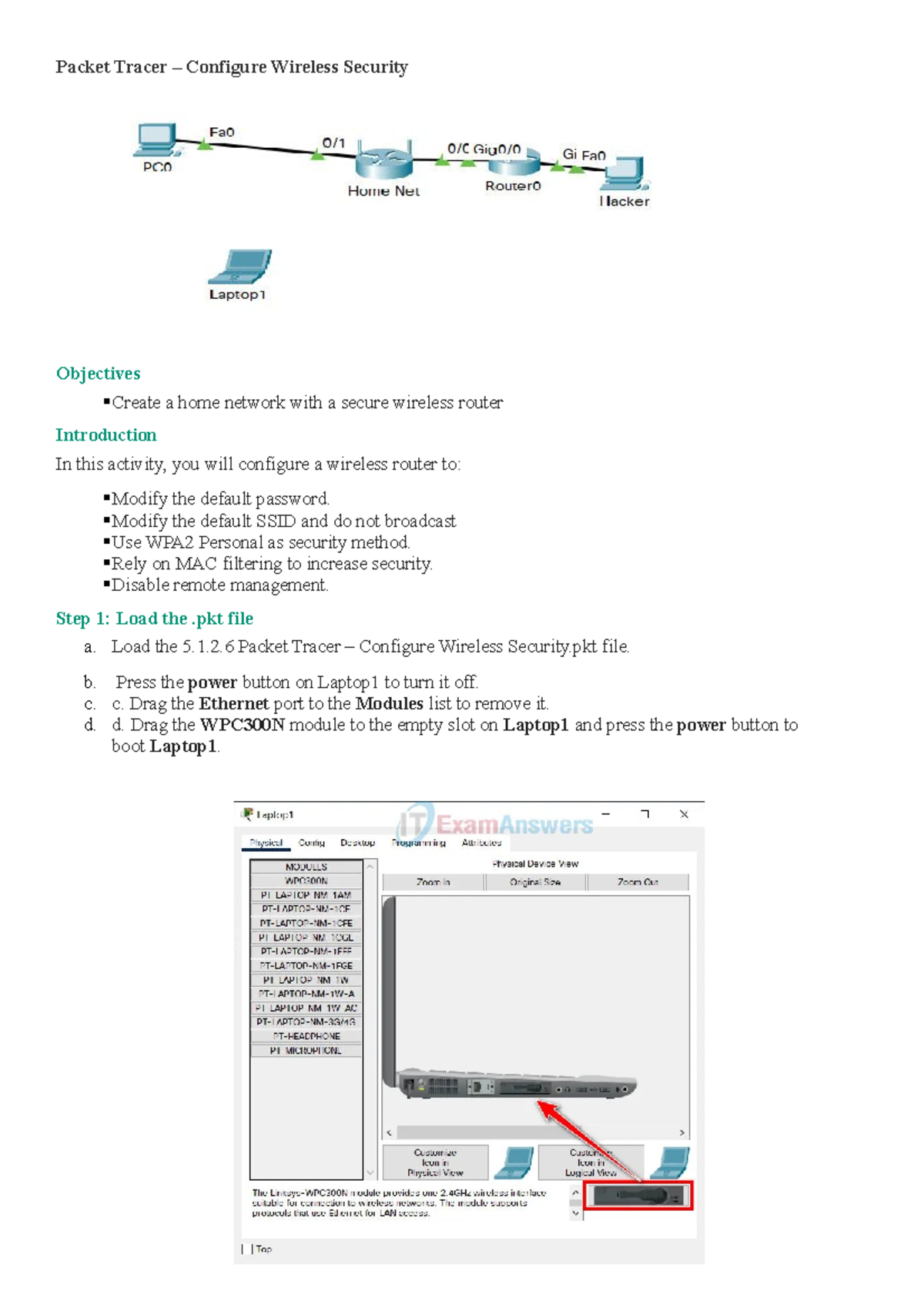 IOT LAB Configure Wireless Security - Packet Tracer – Configure ...