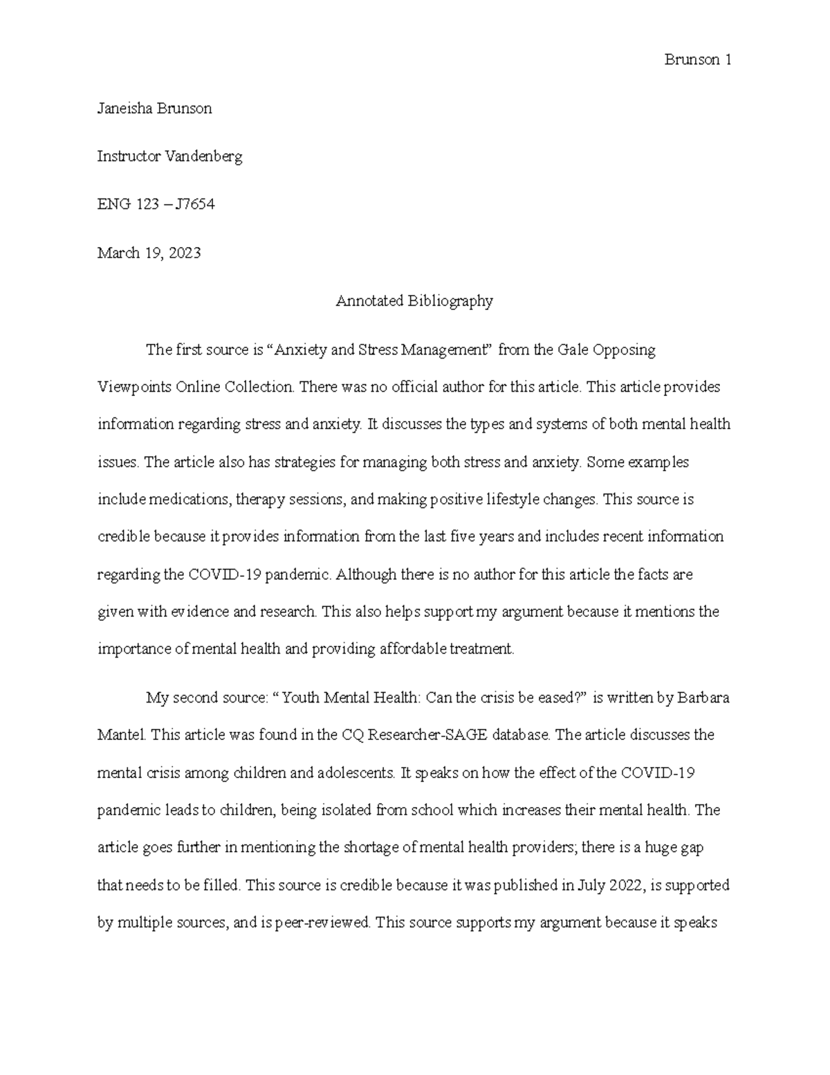 ENG123 3-4 Assignment - Annotating Your Sources - Brunson 1 Janeisha ...