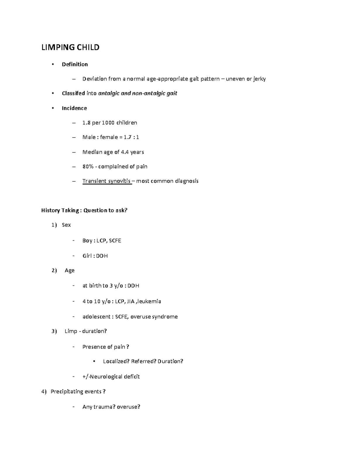 Limping Child - Lecture notes Seminar - LIMPING CHILD Definition ...
