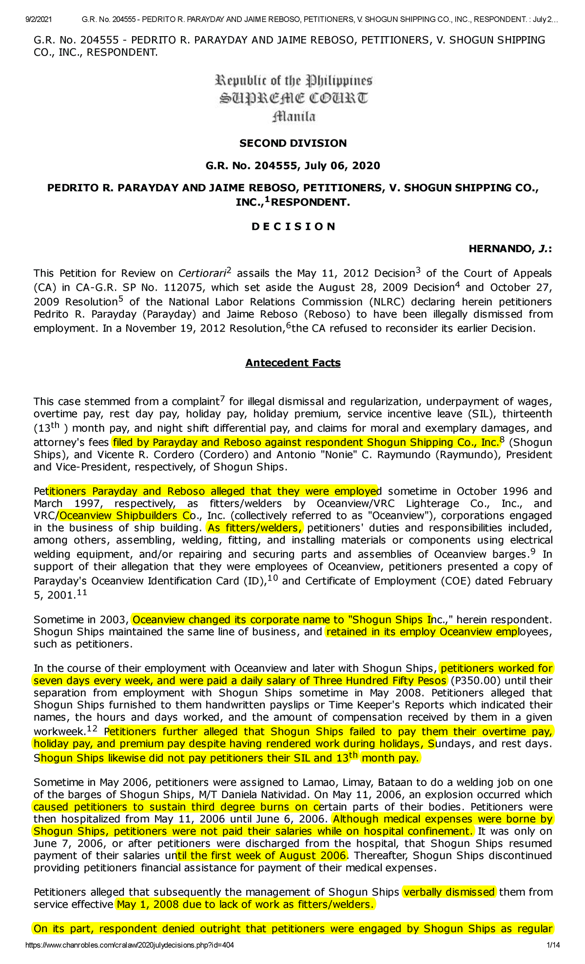 Parayday vs Shogun - Orginal case from ESCRA. ESCRA is a paid ...