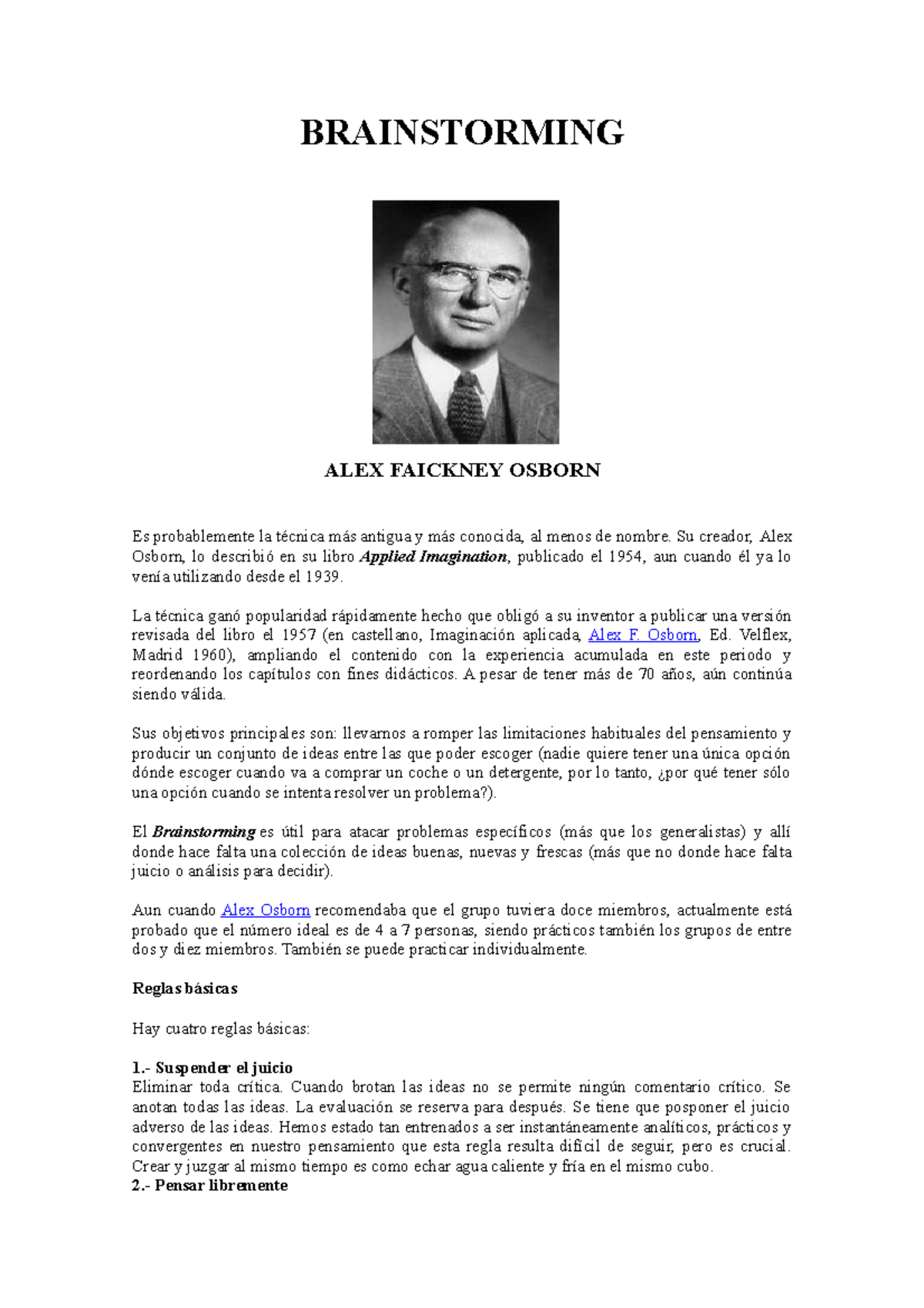 35860780 Tecnicas de creatividad de Alex Osborn - BRAINSTORMING ALEX ...