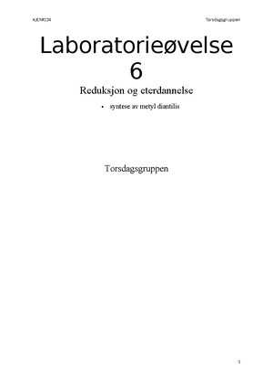 Rapportskjema KJEM124-øvelse 1 - Rapportskjema øvelse 1 KJEM124/FARM ...