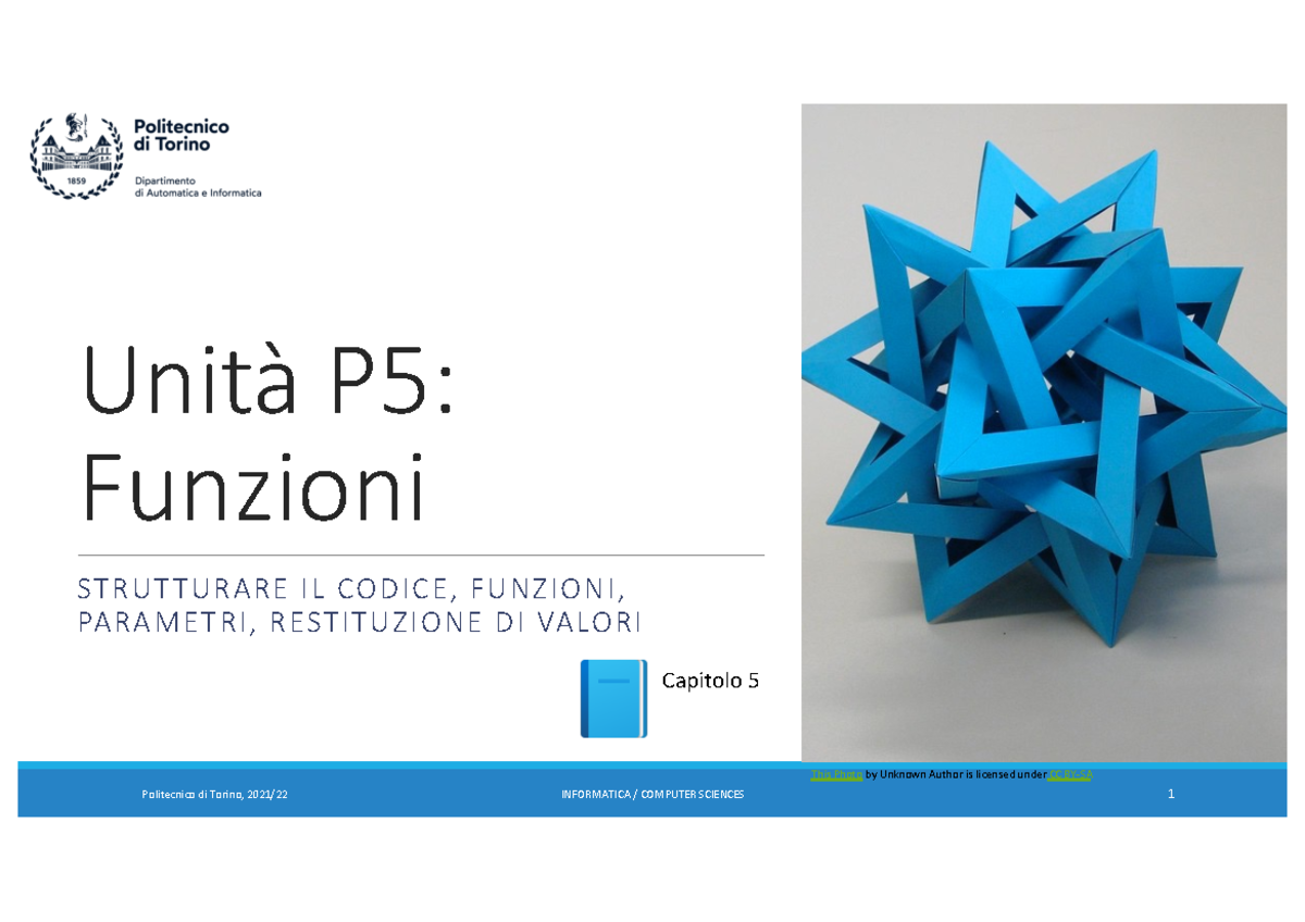 Unita' P5 - Funzioni - Unità P5: Funzioni STRUTTURARE IL CODICE ...