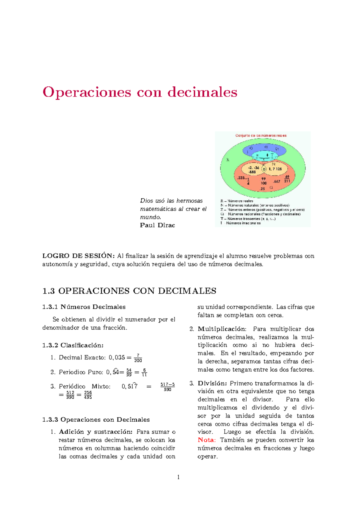 S03.s1 - Operaciones CON Decimales - Operaciones con decimales Dios us ...