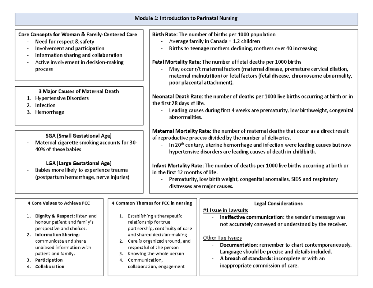 Module 1 - Module 1: Introduction to Perinatal Nursing Core Concepts ...