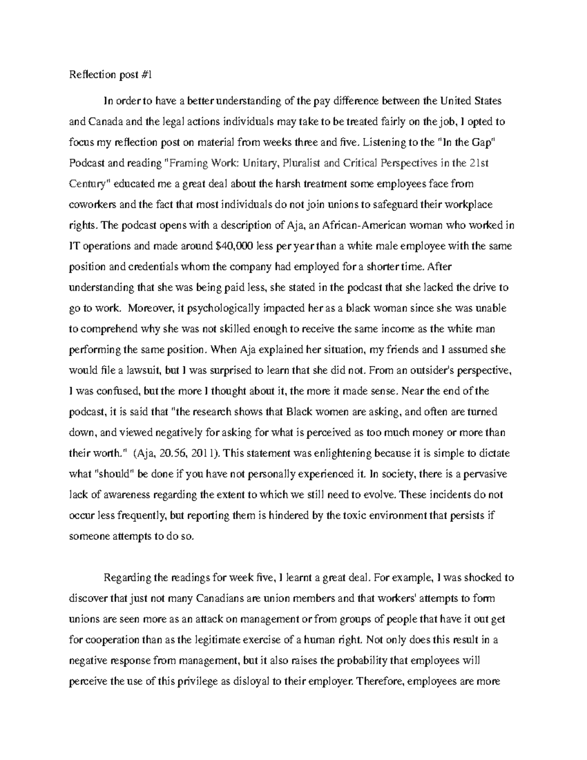 Reflection post #1 - Listening to the "In the Gap" Podcast and reading ...