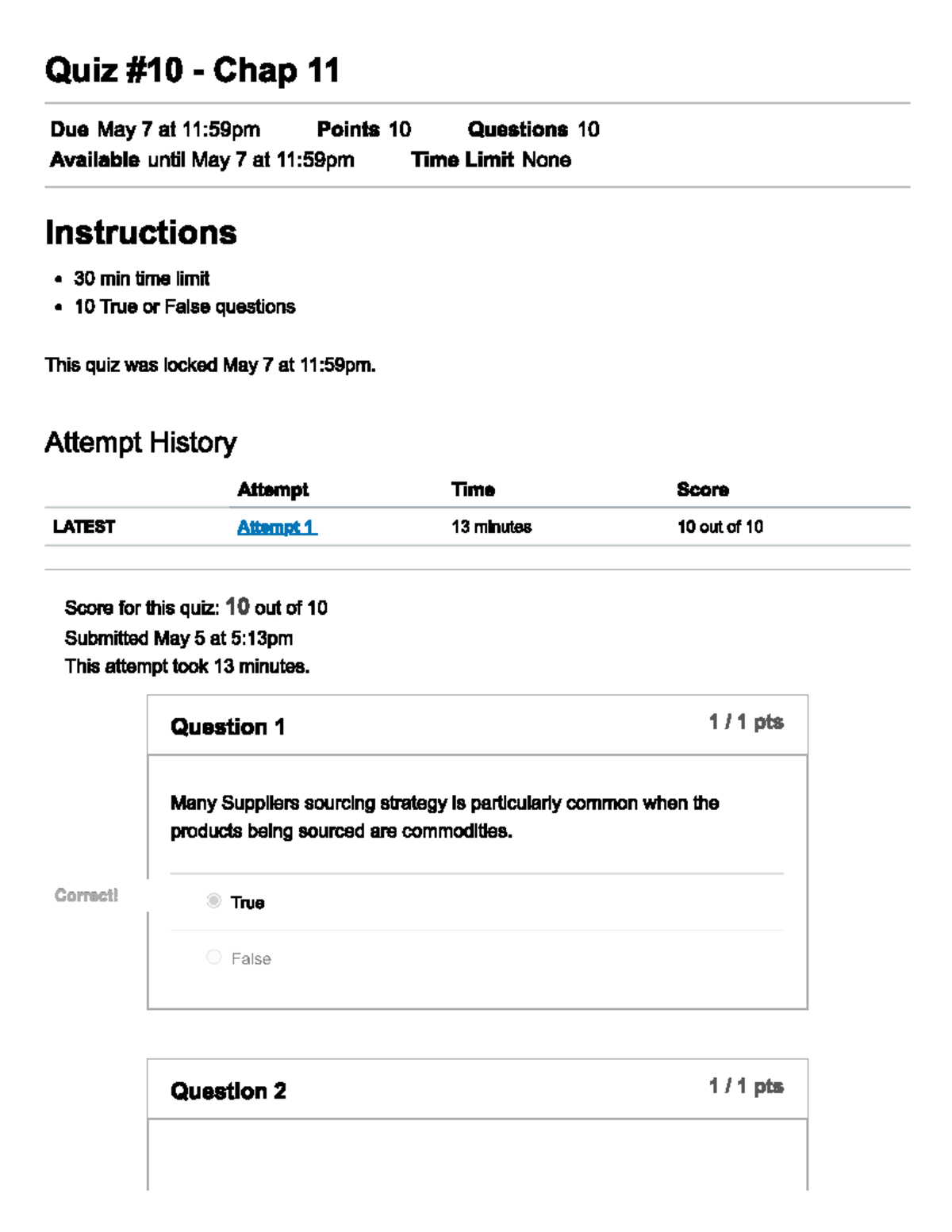 Quiz #10 - Chap 11 - Quiz - BUS5 140 - Studocu