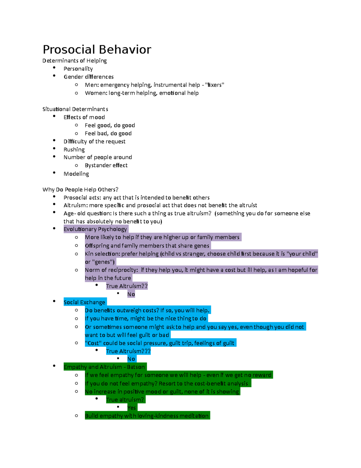 Social psyc exam 3 so far - Prosocial Behavior Determinants of Helping ...