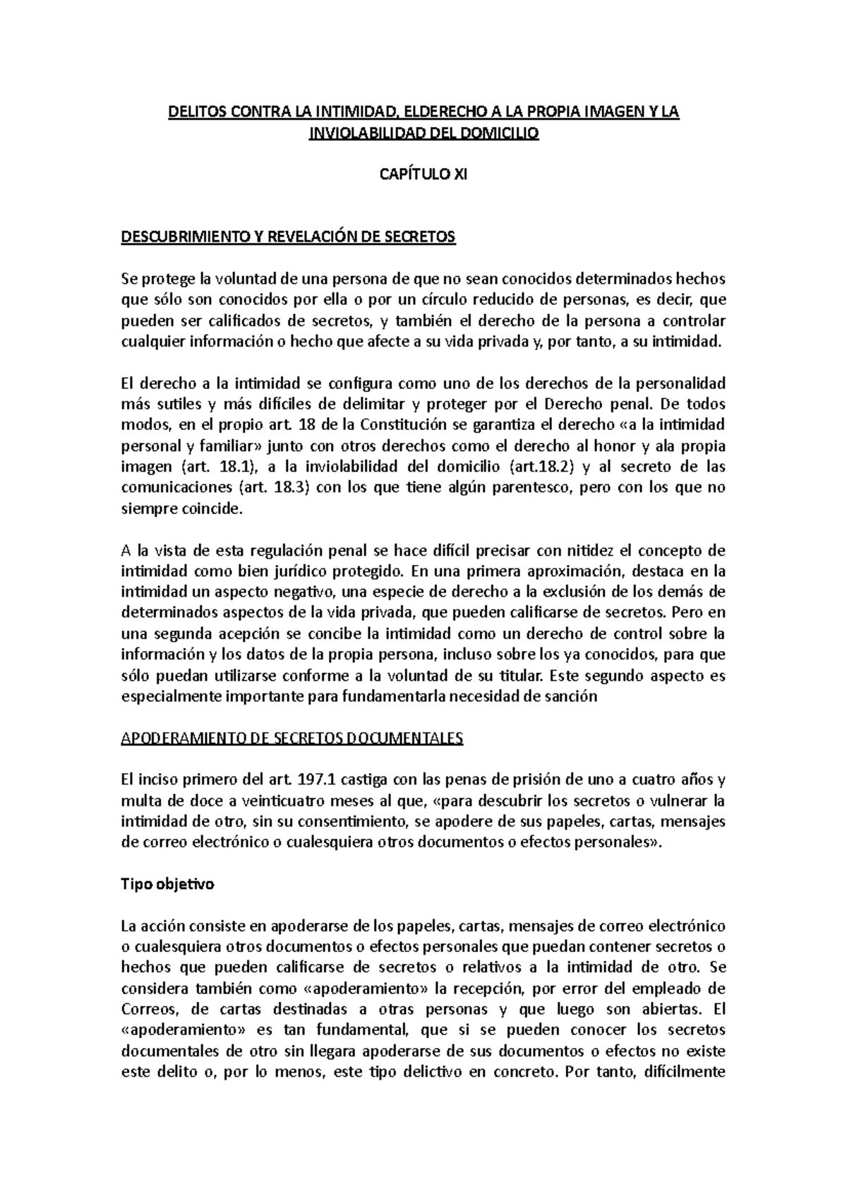 Delitos Contra La Intimidad, El derecho A La Propia Imagen Y La Inviolabilidad Del Domicilio ...
