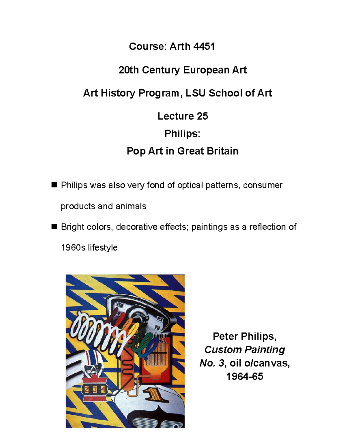 Philips - 20th Century Art Lecture Notes summary from ppt - Course ...