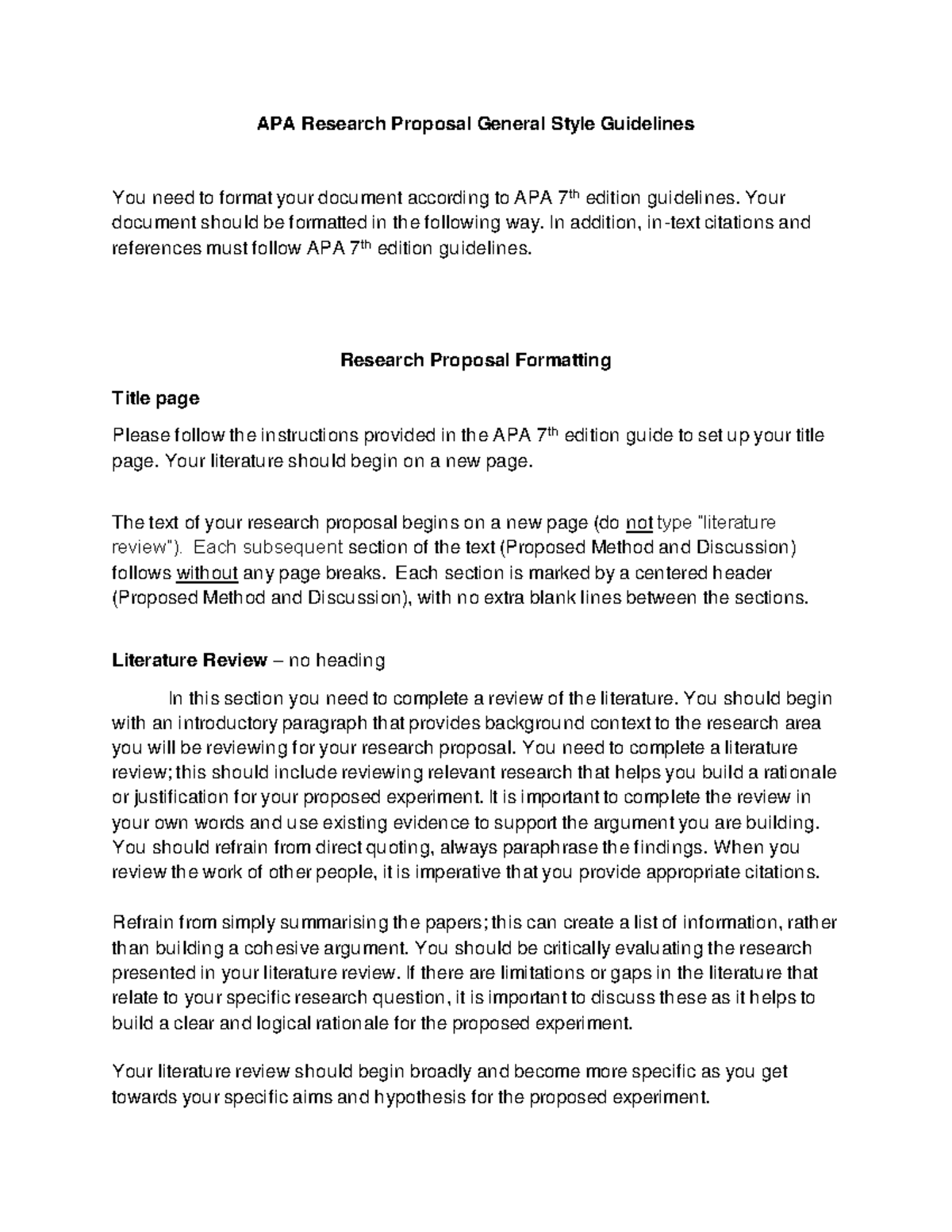 APA Research Proposal General Guidelines - APA Research Proposal ...