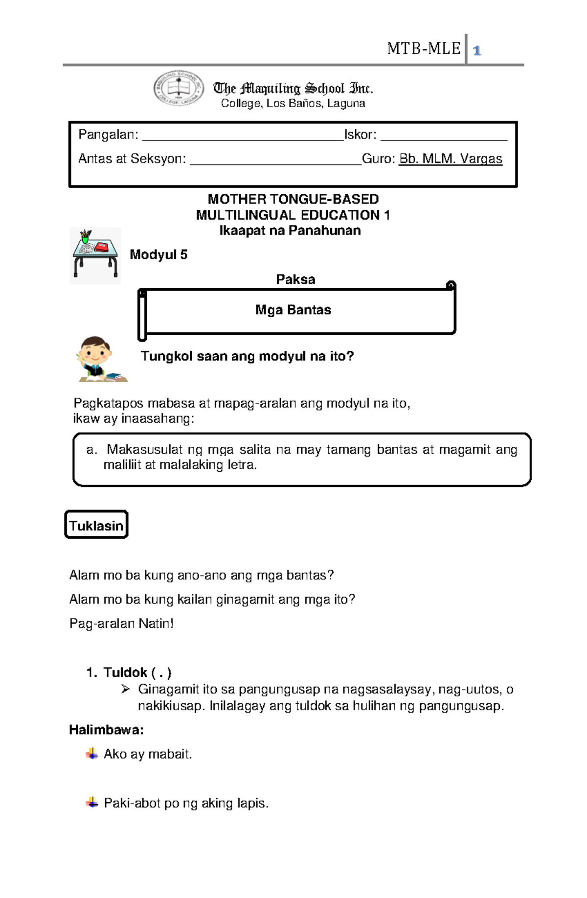4.5 MTB 1 - Simple lecture notes about Mother Tongue. - The Maquiling ...