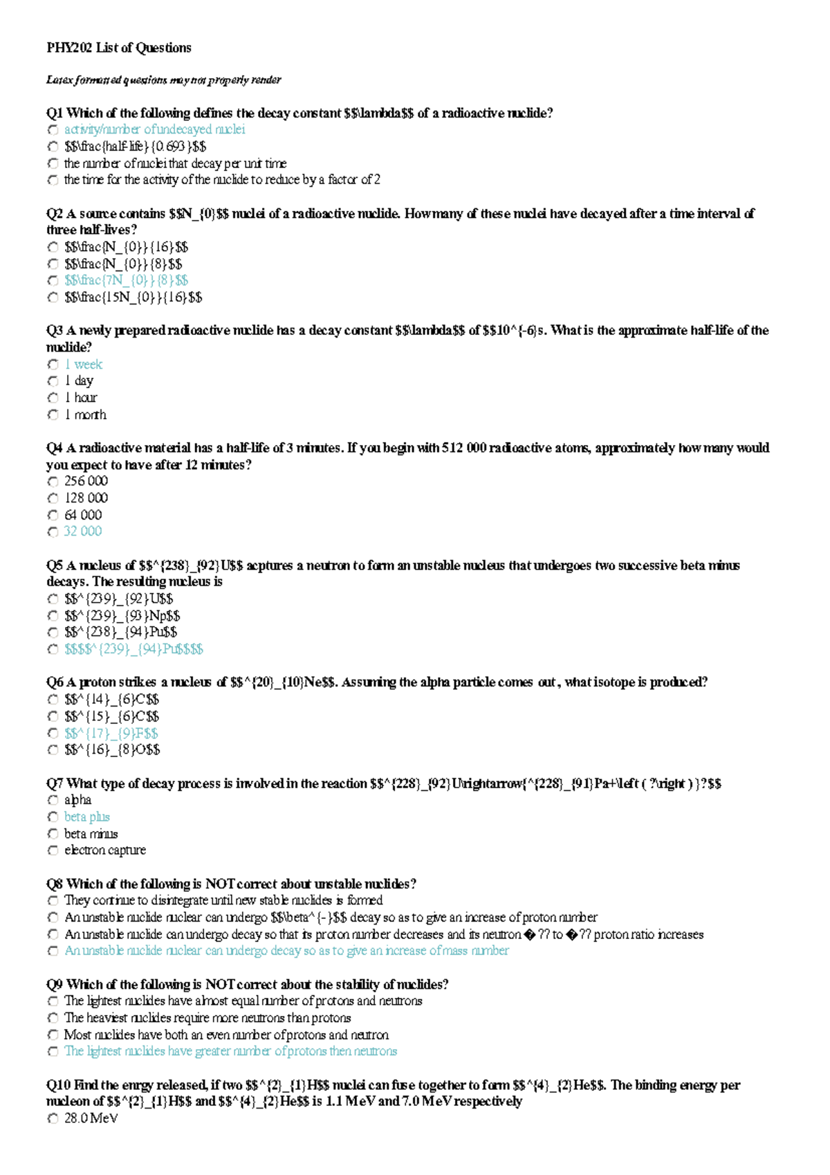 PHY202 - Punticulous and scrupulously detailed - PHY202 List of ...