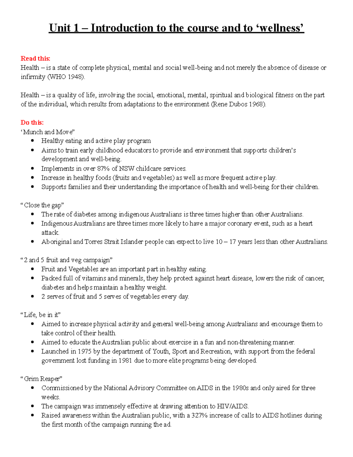 Unit-1 - Week 1 notes - Unit 1 – Introduction to the course and to ...