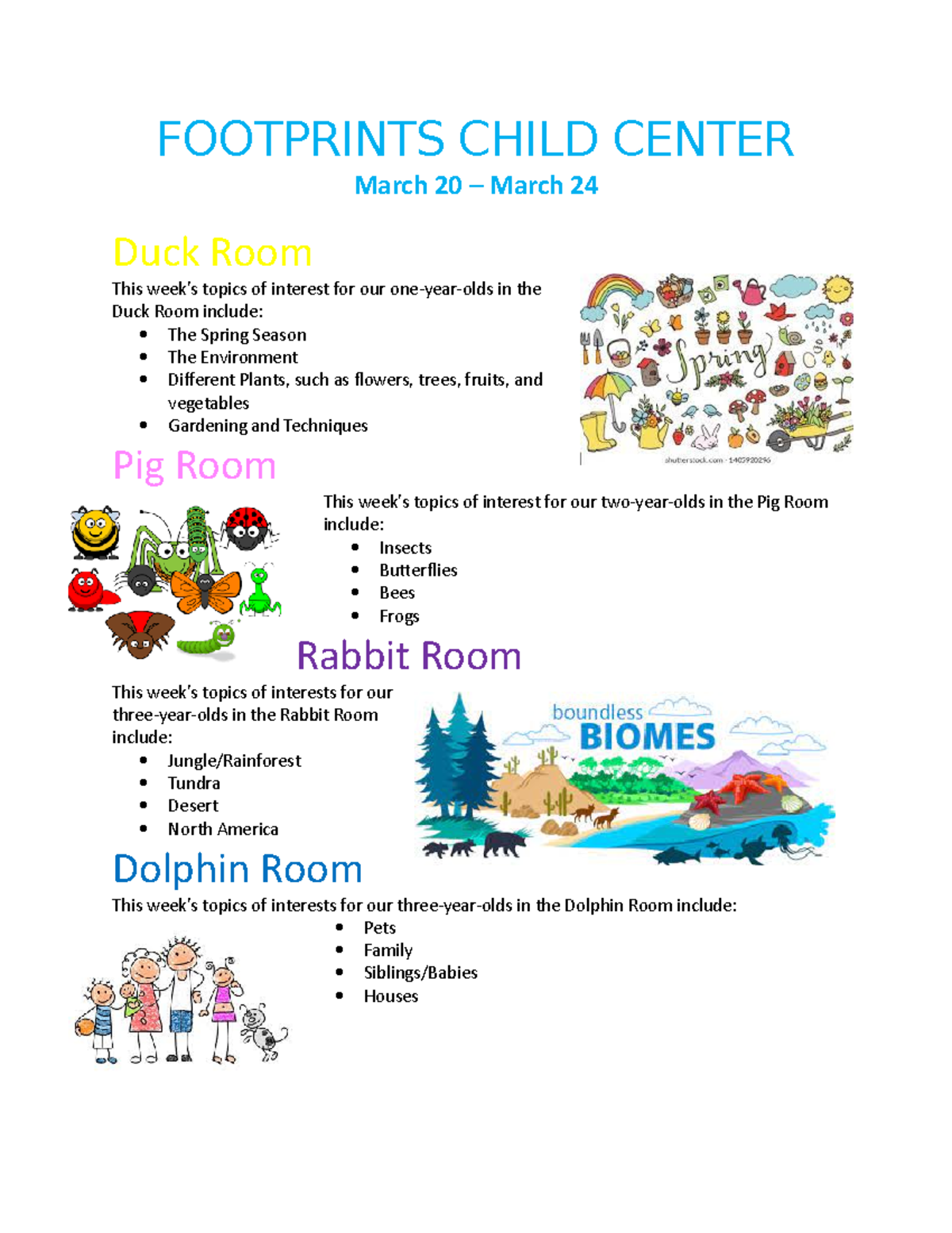 Center Newsletter Project - FOOTPRINTS CHILD CENTER March 20 – March 24 ...