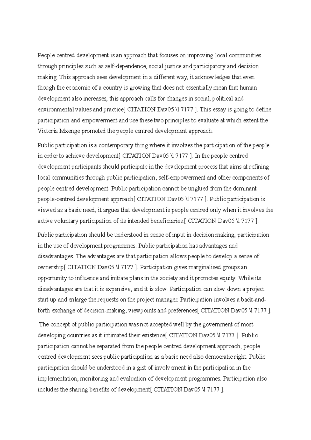 people centered development - This approach sees development in a ...