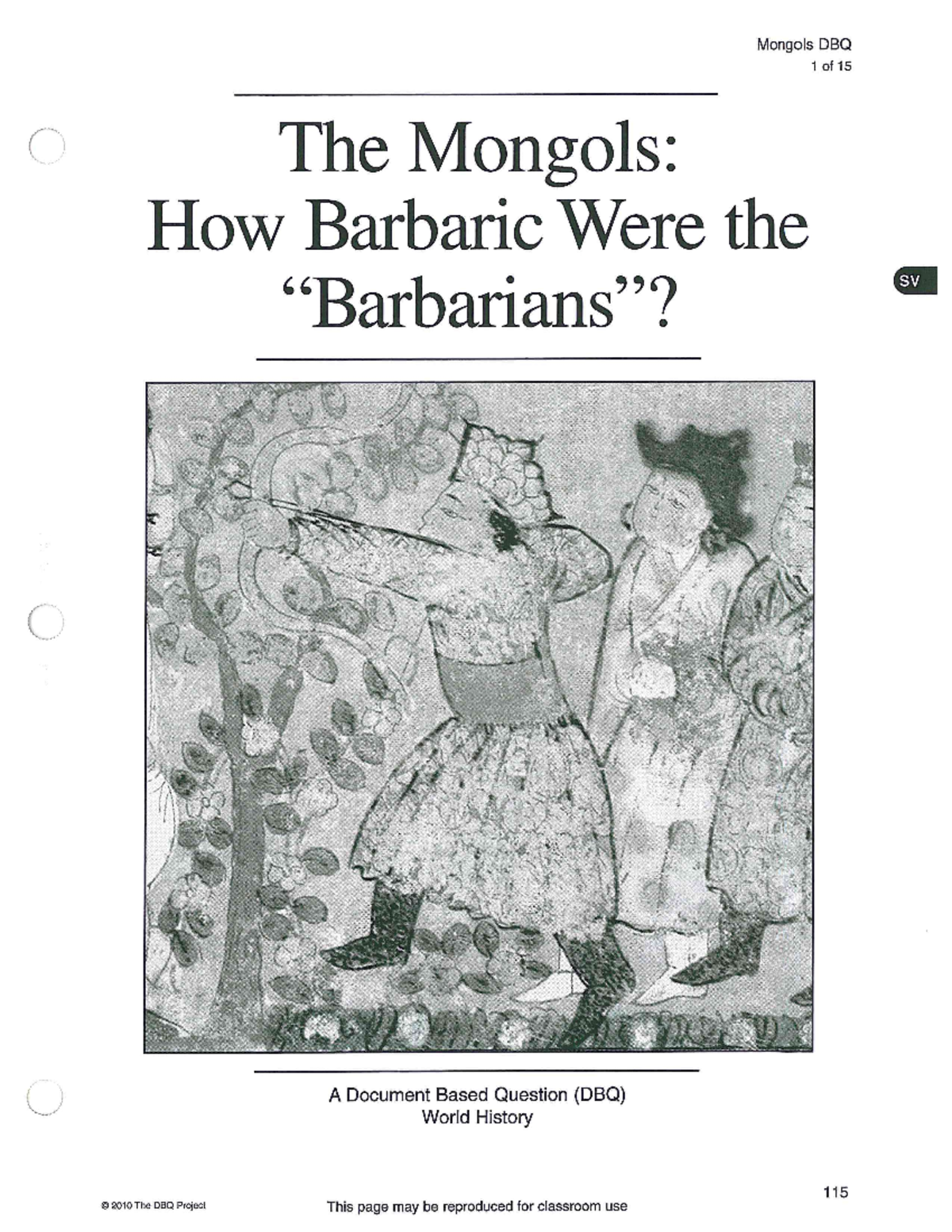 Mongols Documents - noooo - Mongols DBQ 1 of 15 The Mongols: How Barbaric Were the SV A Document ...